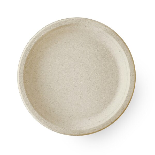 Round Natural Bagasse Heavy Weight Plate PFAS Free - 500/Case | Nantuk
