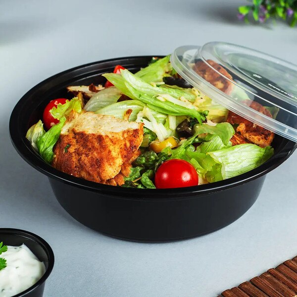 Microwaveable Round Plastic container with Lid combo - 150/case | Nantuk