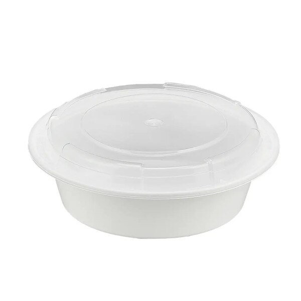 Microwaveable Round Plastic container with Lid combo - 150/case | Nantuk